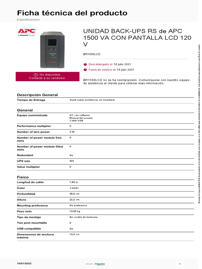 Back-UPS RS - BR1500LCD | PDF | Informática | Ingeniería Informática