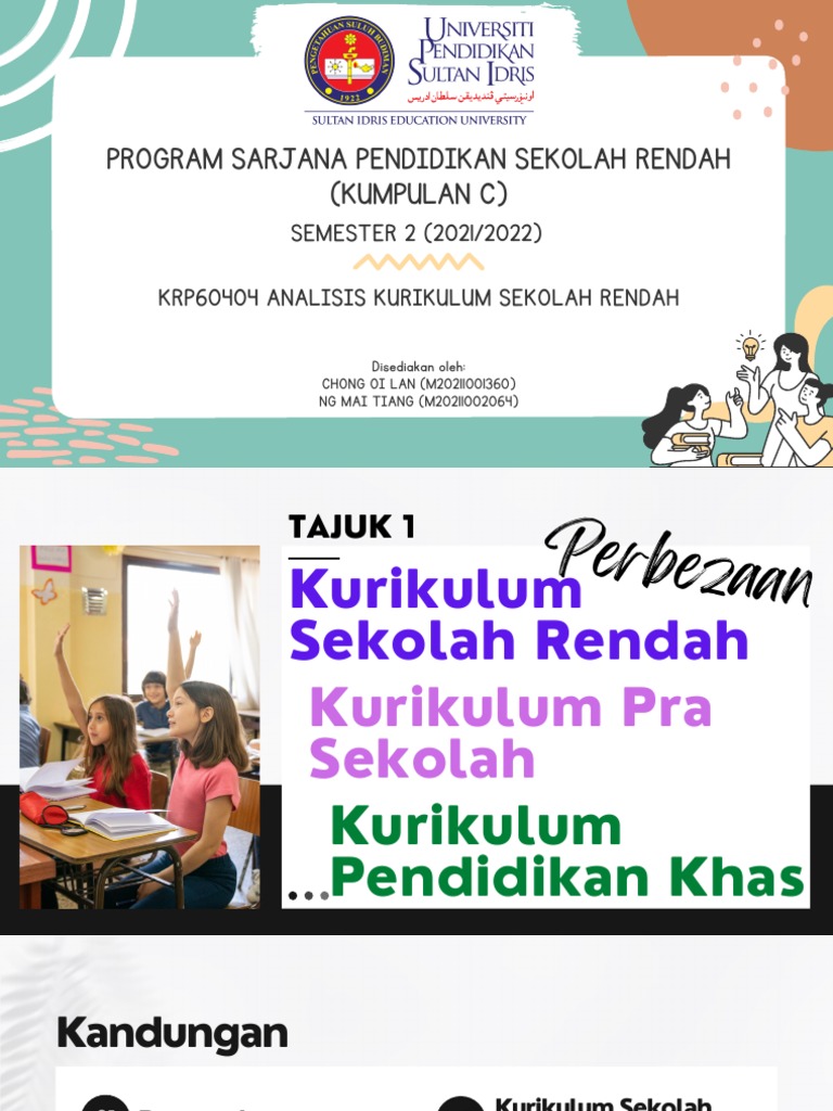 Perbezaan Kurikulum Sekolah Rendah Dengan Kurikulum Pra Sekolah DAN ...