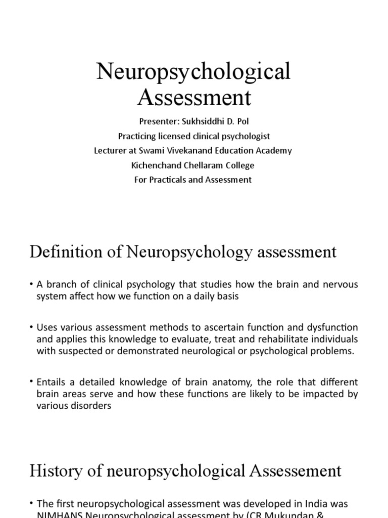 Neuropsychological Assessment | PDF | Neuropsychology ...