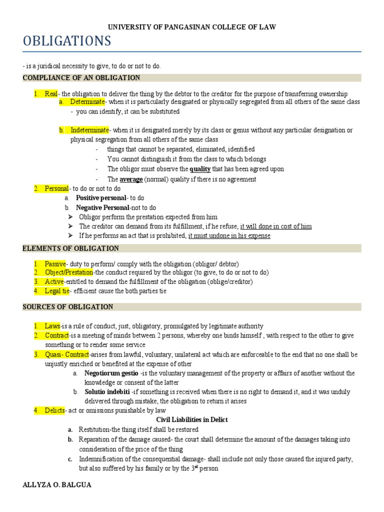 OBLICON | PDF | Law Of Obligations | Legal Liability