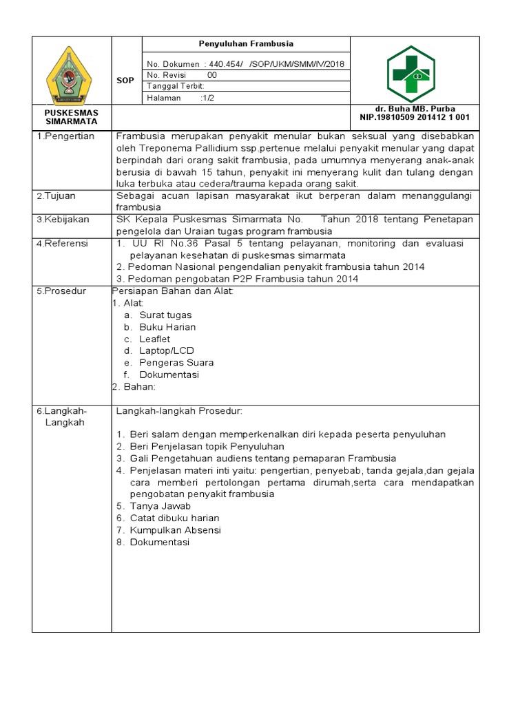 Sop Penyuluhan Frambusia | PDF