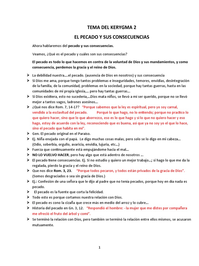 Kerygma 2 El Pecado y Sus Consecuencias | PDF | Pecado | Fe