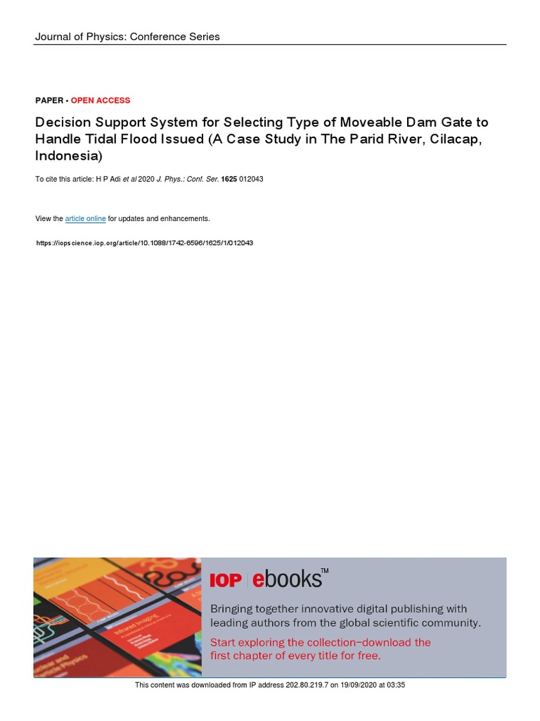 Decision Support System For Selecting Type of Moveable Dam Gate To Handle Tidal Flood Issued (A ...