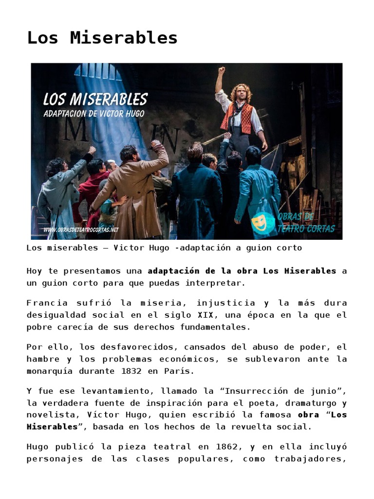 Diálogos de Obra Dramática Los Miserables | PDF | Los Miserables
