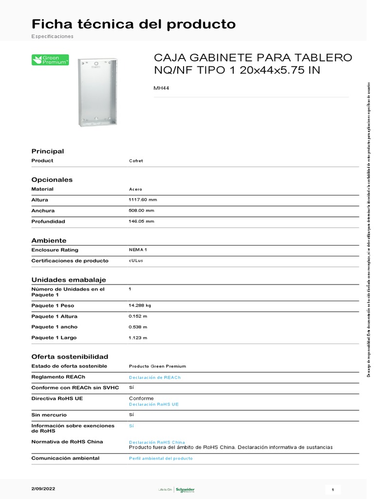 Tableros de Distribución Eléctrica NF - MH44 | PDF