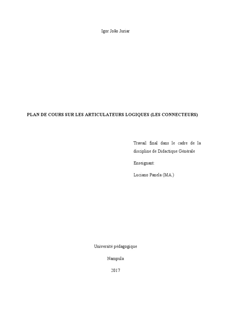 Cours sur les articulateurs logiques | PDF | Sciences cognitives ...