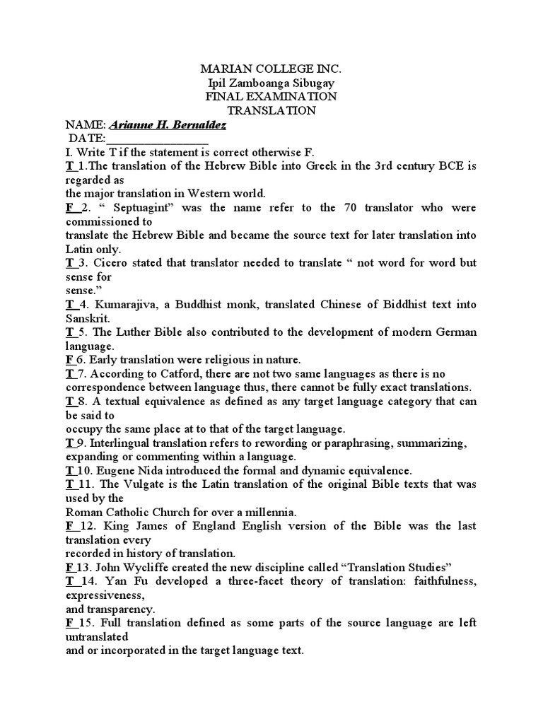 Eng Elec 211 Final Examination | PDF | Translations | Bible