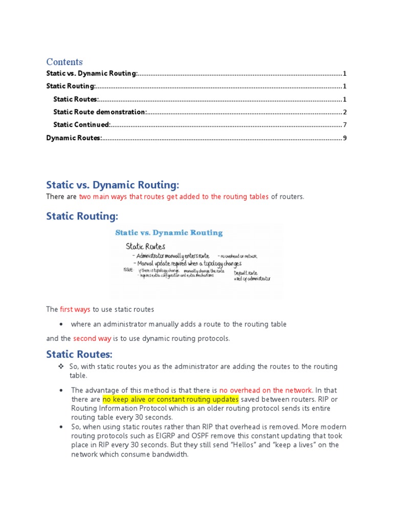 2. Static vs Dynamic Routing | PDF | Router (Computing) | Routing