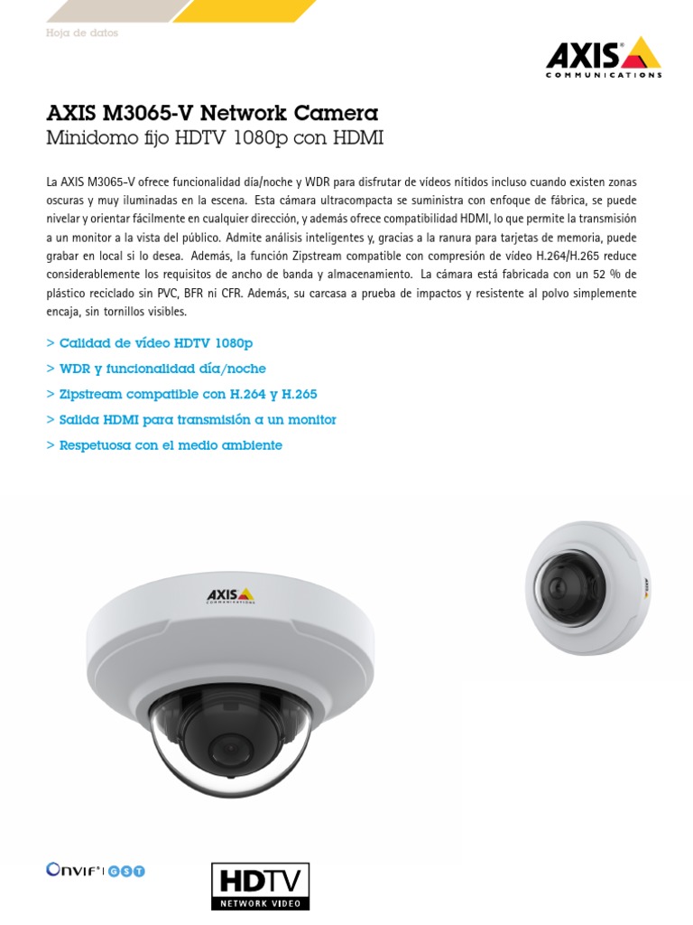 Datasheet Axis m3065 V Network Camera Es ES 353367 | PDF | Hdmi | Vídeo