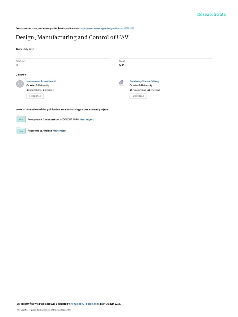 Design Manufacturing and Control of Uav | PDF | Unmanned Aerial Vehicle ...