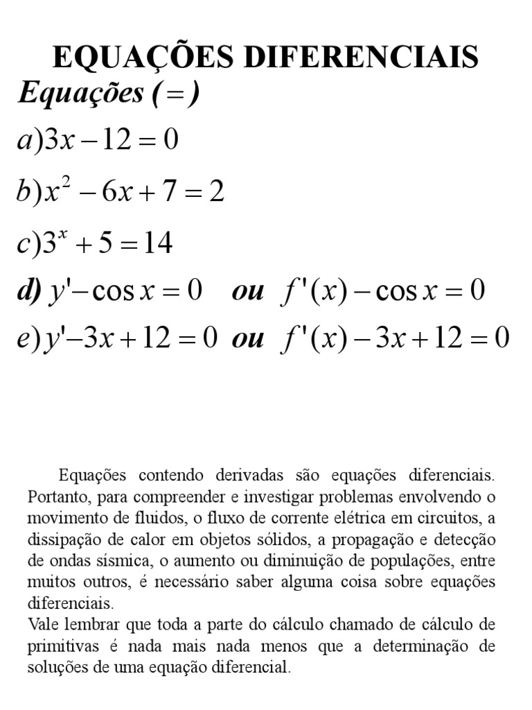 Equações Diferenciais Ordinárias (EDO) | PDF | Equação diferencial ...