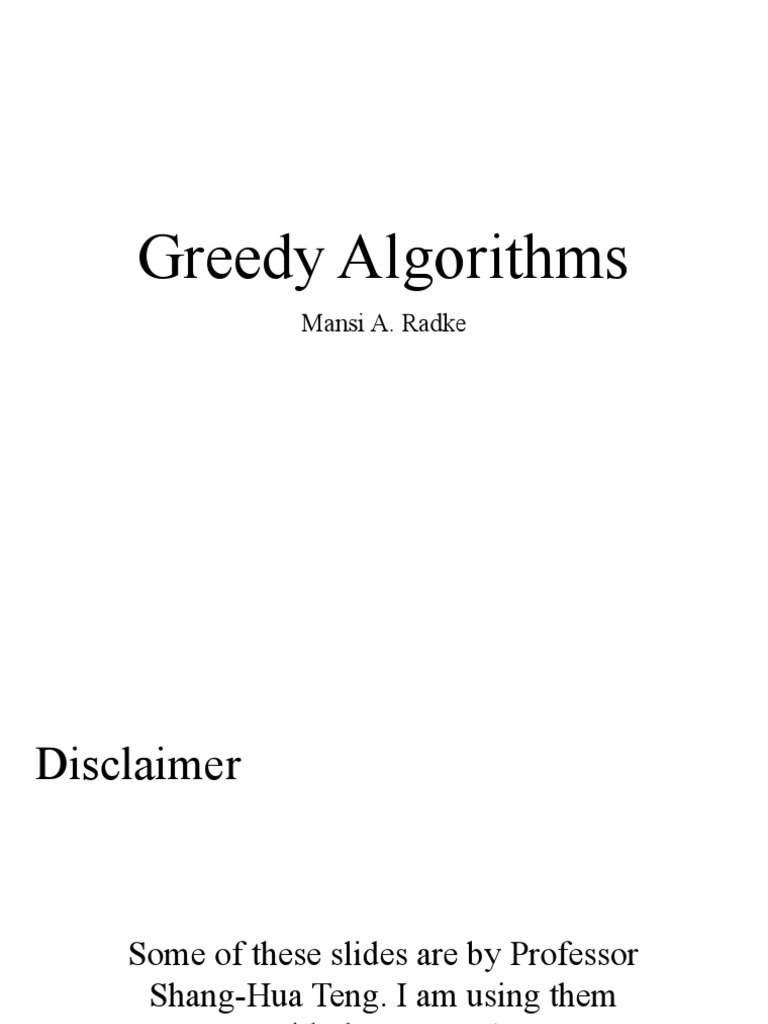 Lecture 12 Greedy Algorithms Pdf Mathematical Optimization Mathematics