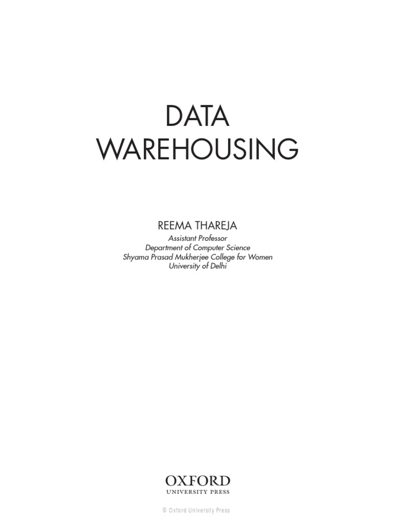 Data Warehousing Reema Thareja | PDF | Data Warehouse | Databases