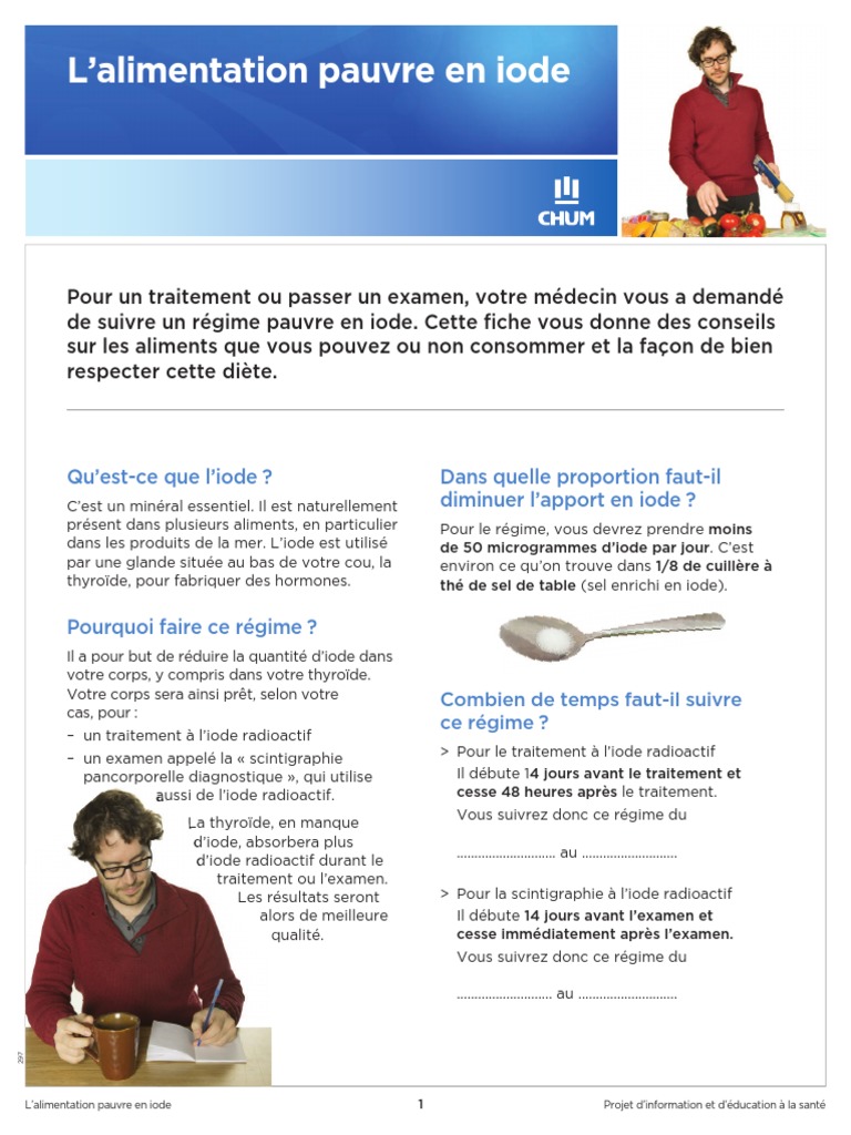 Régime pauvre en iode : Guide pratique | PDF | Boisson | Sel