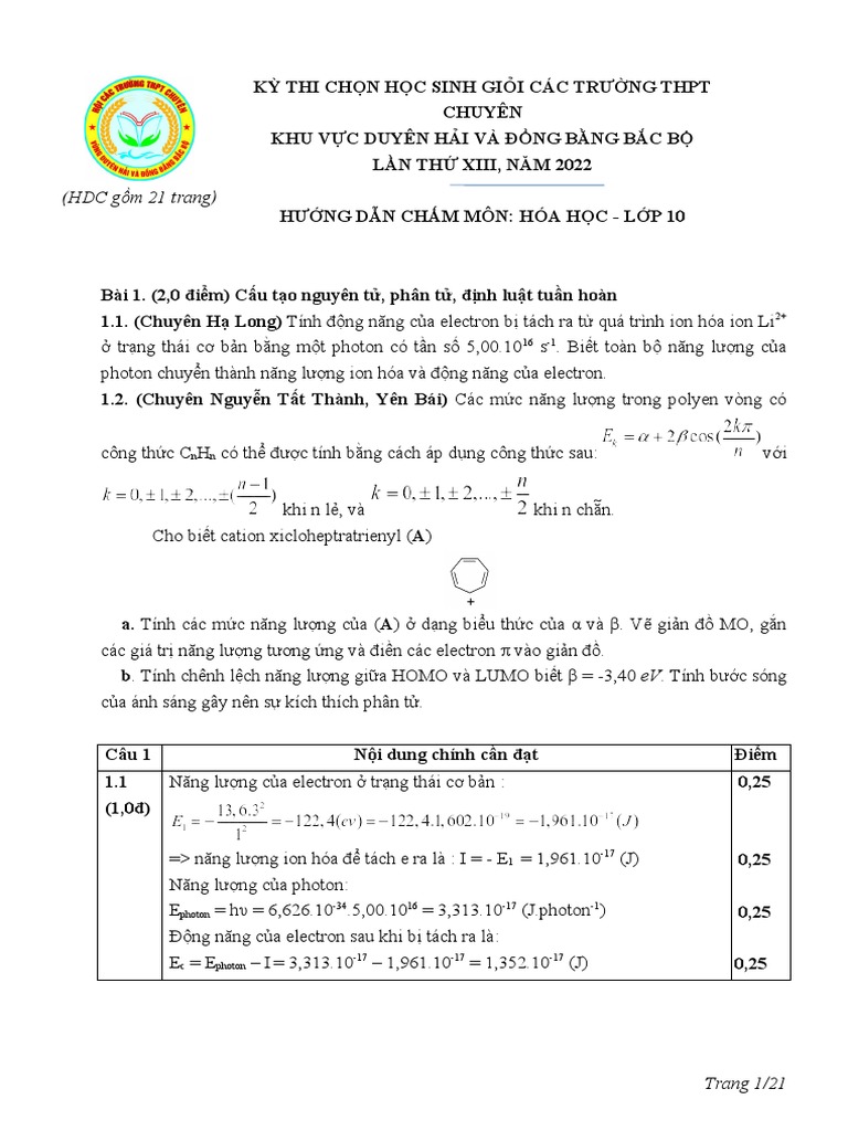 HDC Hoa Hoc 10 | PDF