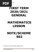 Ss 1 First Term Mathematics Examination-1 | PDF | Circle | Geometry