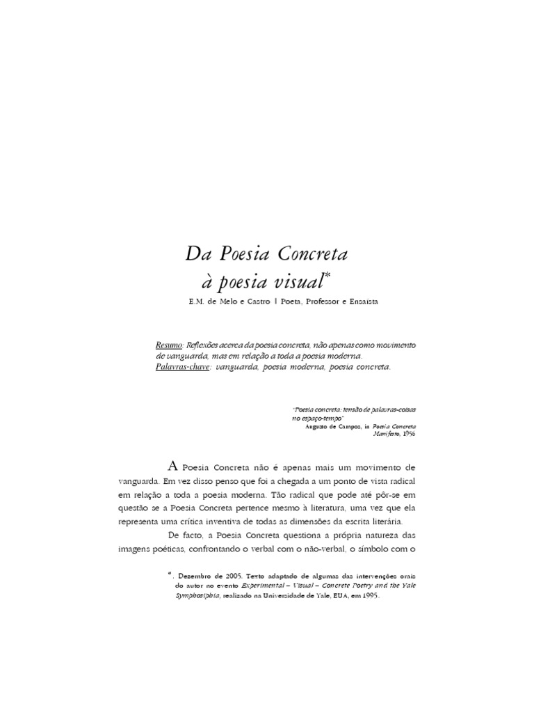 Poesia Concreta: Reflexões e Invenções | PDF | Poesia | Comunicação humana