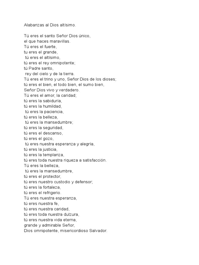 Alabanzas Al Dios Altísimo | PDF