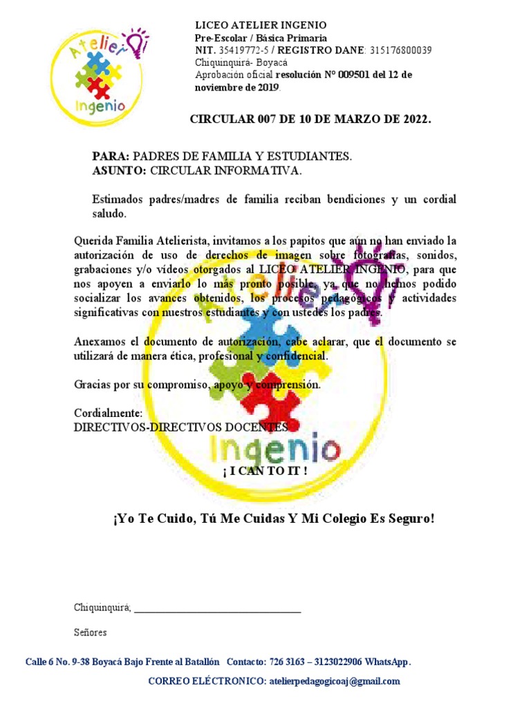 Circular 003 Horario Entrada y Salida | PDF