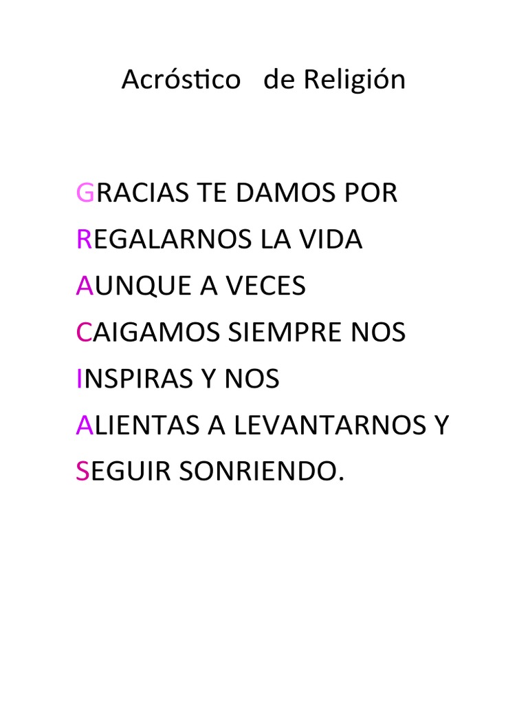Acróstico de Religión | PDF