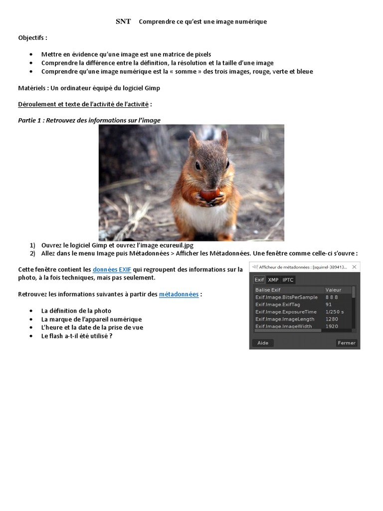 Comprendre l'image numérique et Gimp | PDF | Image numérique ...