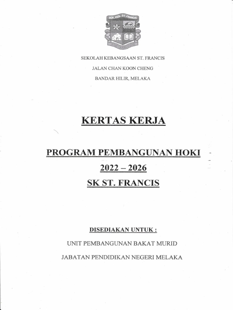Kertas Kerja Pembangunan Hoki 2022-2026 | PDF