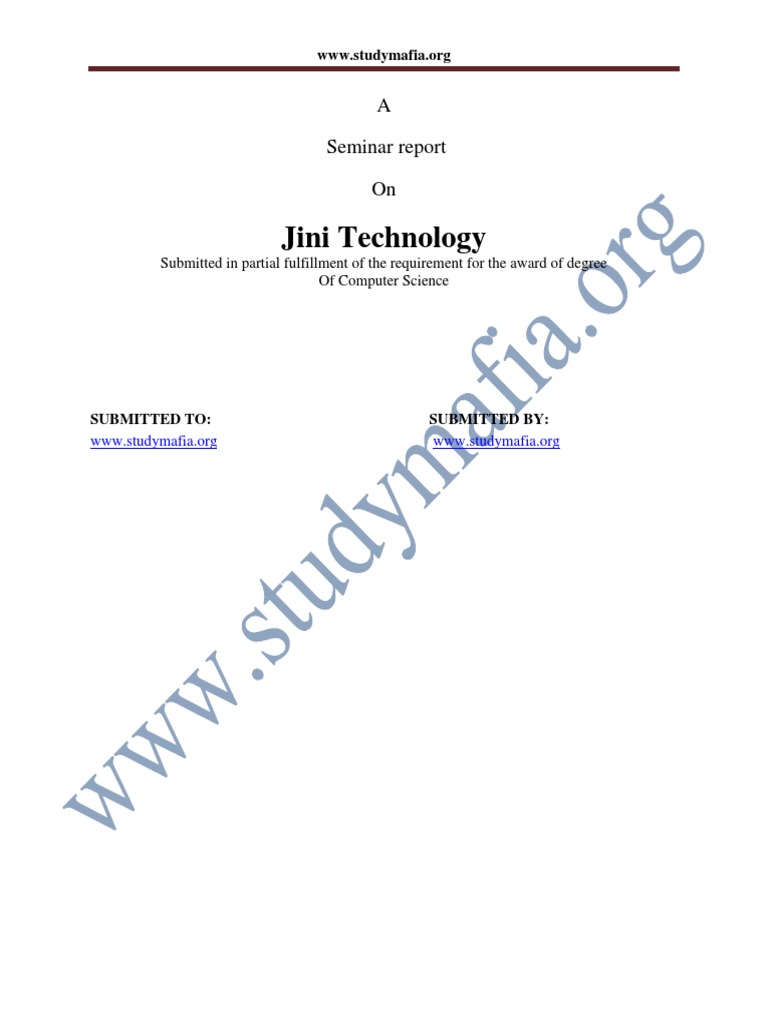 CSE Jini Technology Report | PDF | Computer Network | Networking