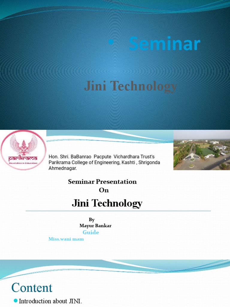 Mayur Jini Technology Seminar | PDF | Computer Network | Java (Programming Language)