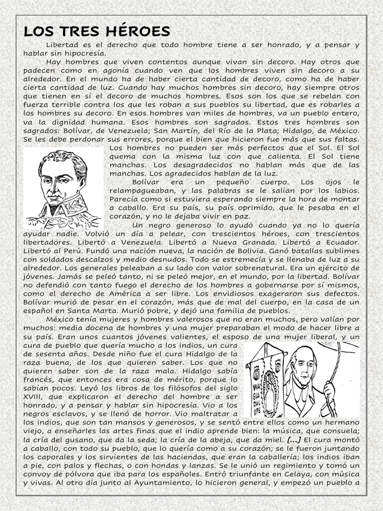 LOS TRES HÉROES - José Martí | PDF