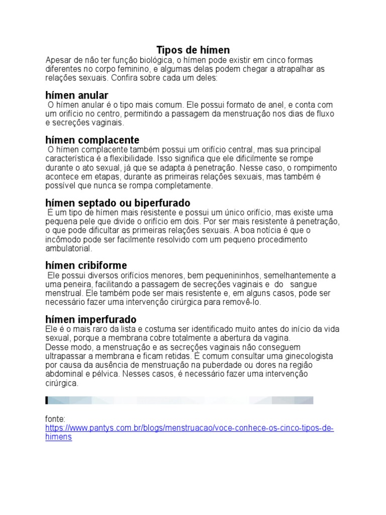 Tipos de Hímen e Suas Características | PDF