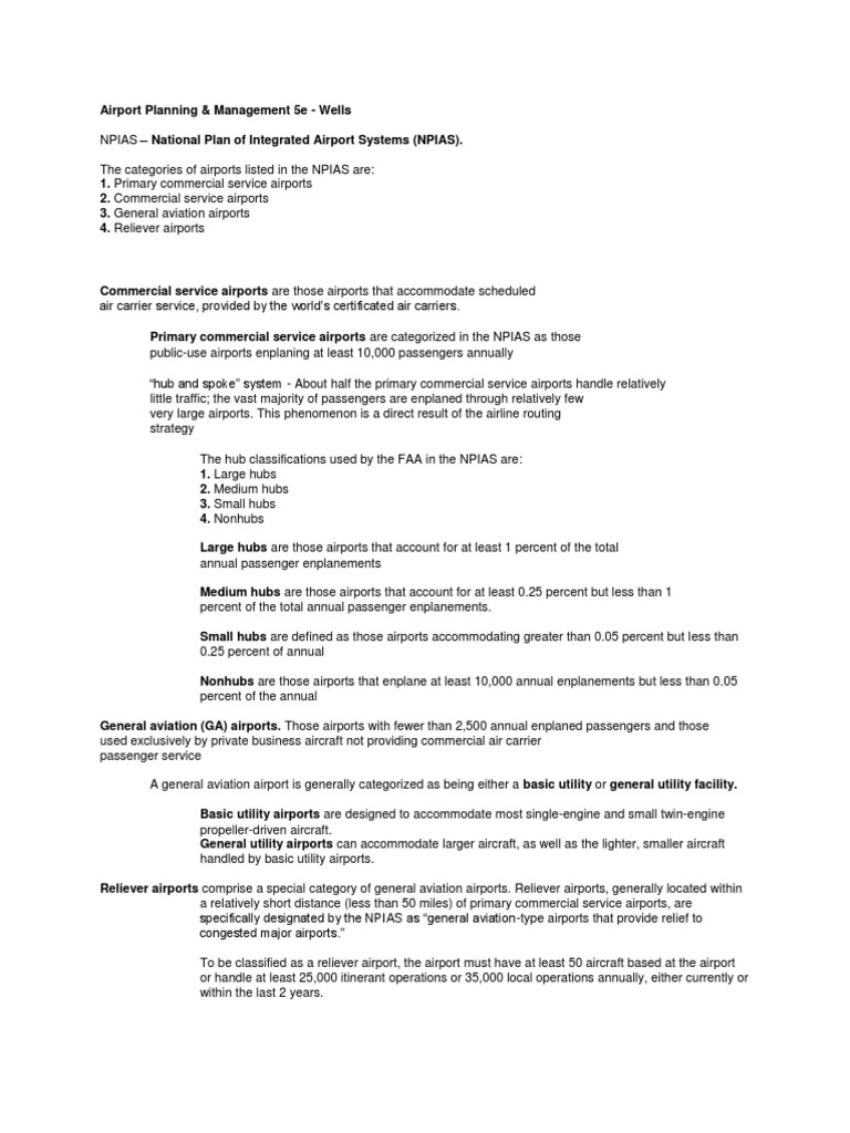 NPIAS Airport Categories Explained | PDF | Airport | Airline Hub