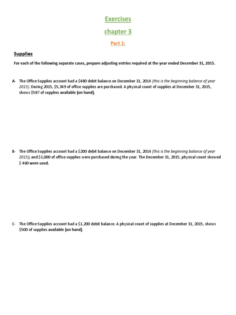 Exercise Chapter 3 | PDF | Expense | Retained Earnings