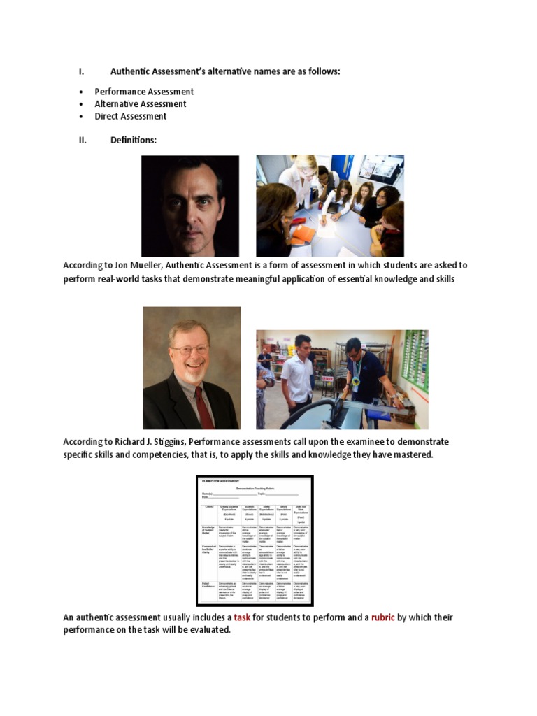 Authentic Assessment | PDF | Educational Assessment | Rubric (Academic)