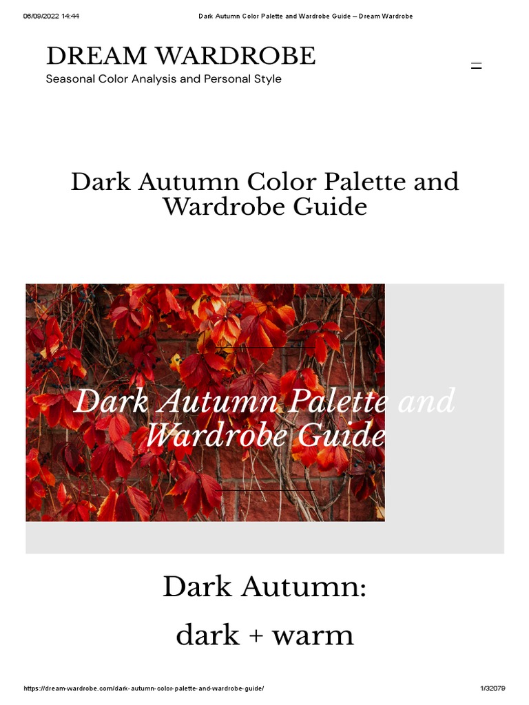 Dark Autumn Color Palette and Wardrobe Guide - Dream Wardrobe | PDF