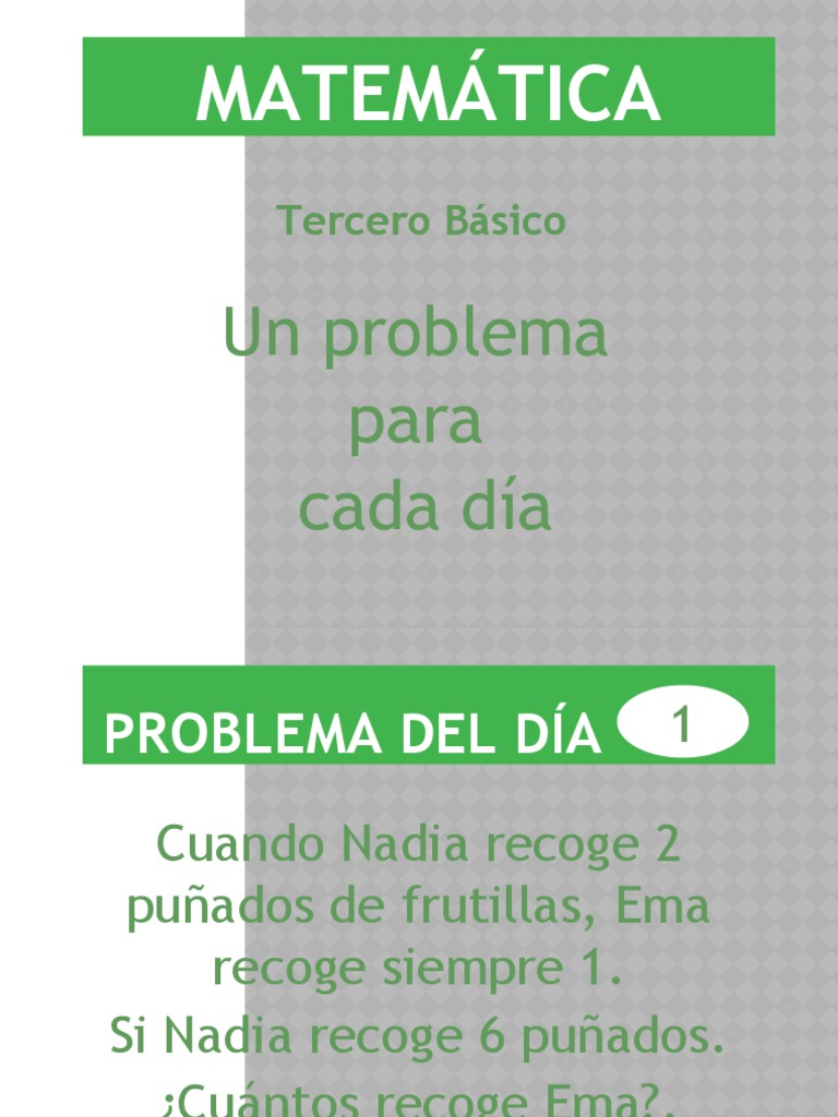 3° Básico Matematica Problemas Del Día | PDF | Multiplicación