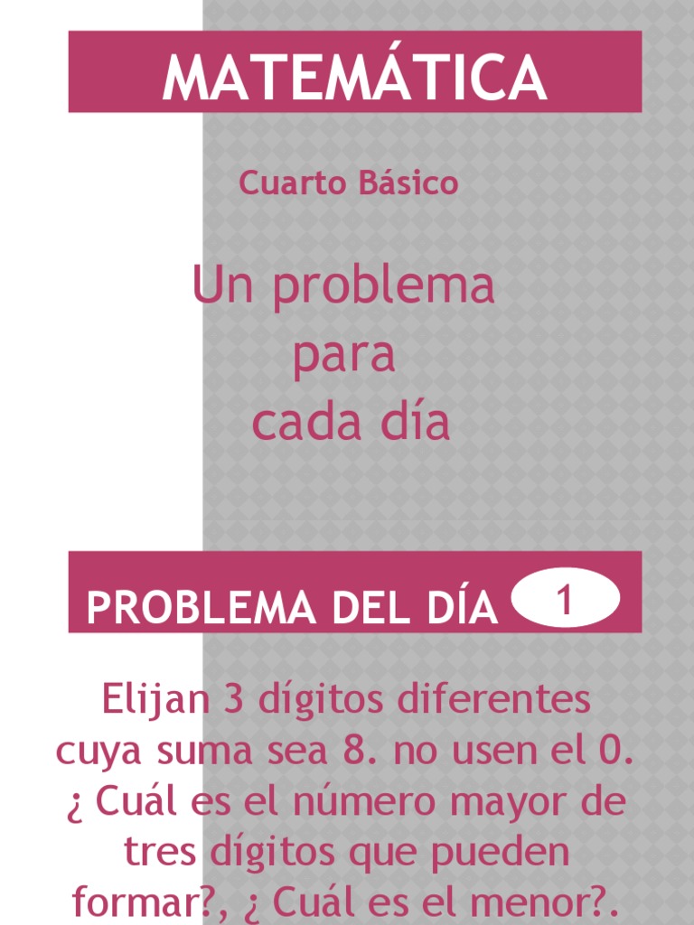 4° Básico Matematica Problemas Del Día | PDF | Triángulo | Matemáticas