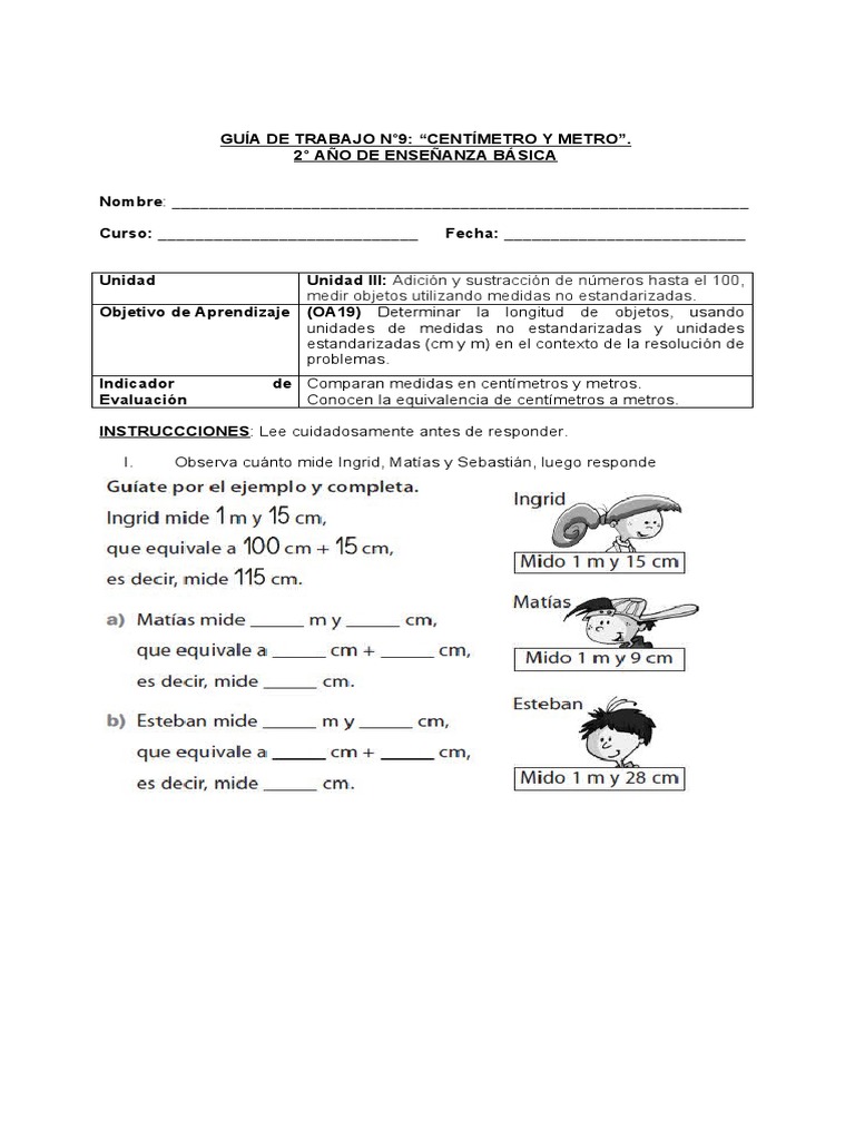 Guia Centimetro y Metro 2 Basico | PDF
