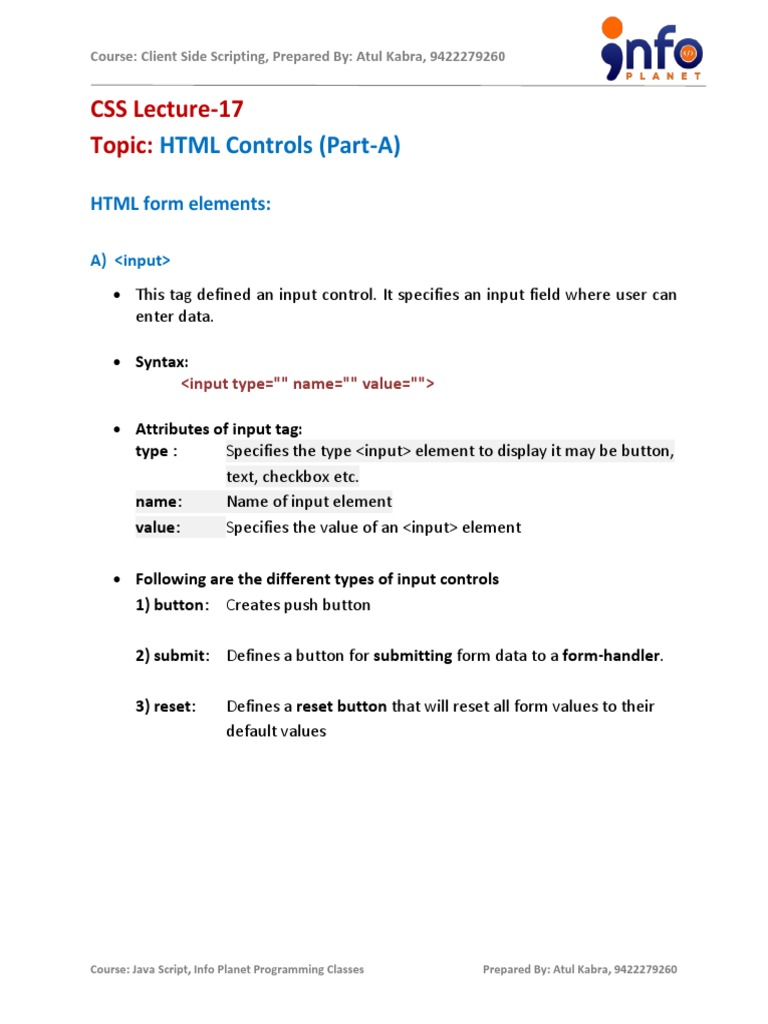 CSS Lec-17 HTML Controls (Part-A) .07becfb | PDF | Html Element ... CSS Lec-17 HTML Controls (Part-A) .07becfb | PDF | Html Element ...