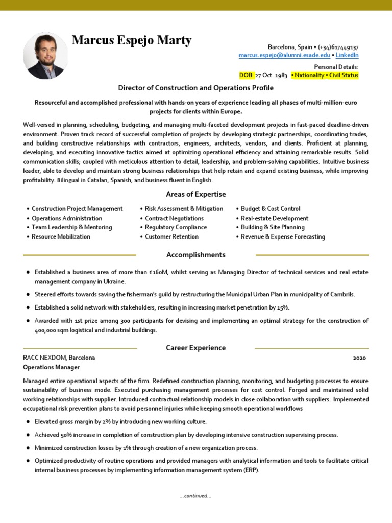 Marcus Espejo Marty CV | PDF | Business | Economies