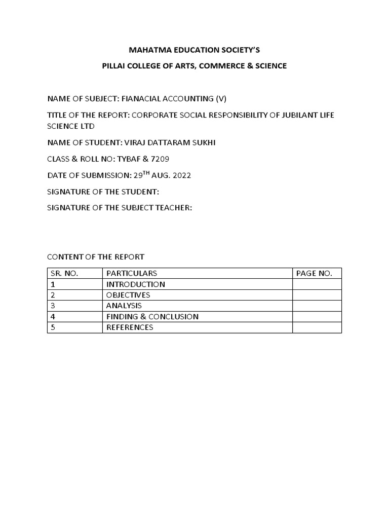 CSR Jubilant Life Science | PDF | Corporate Social Responsibility ...