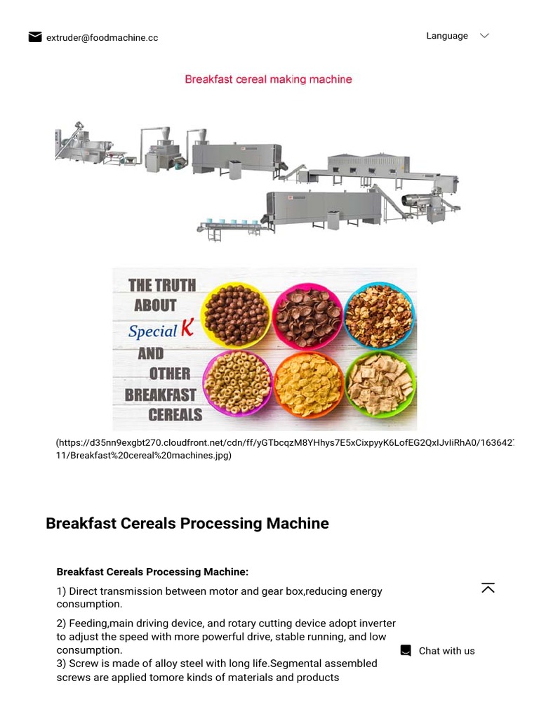 Breakfast Cereals Processing Machine-JINAN SAIBAINUO MACHINERY C | PDF ...