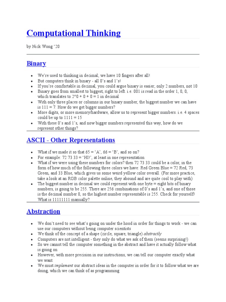 Computational Thinking | PDF | Array Data Structure | Computer Data Storage