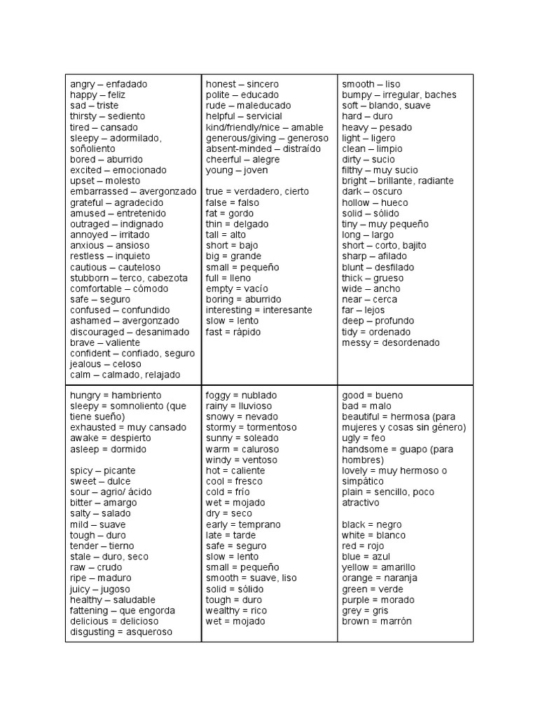 Adjetivos Pdf Arco Iris Color