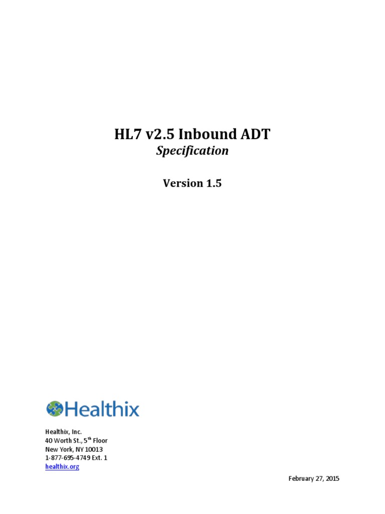 HL7 v2.5 Inbound ADT Specification | PDF | Public Services | Computer Data