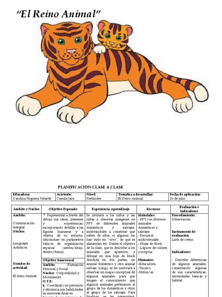 El Reino Animal Julio | PDF | Educación de la primera infancia | Evaluación