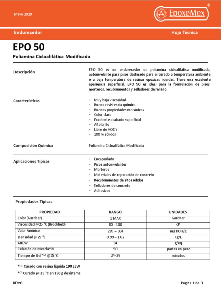 HT EPO 50 Rev 2 | PDF | Cantidades fisicas | Química