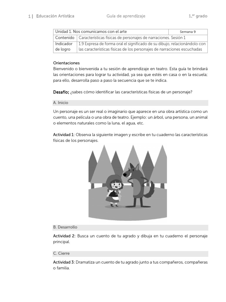 S9 Características Físicas de Personajes de Narraciones. Sesión 1 | PDF ...