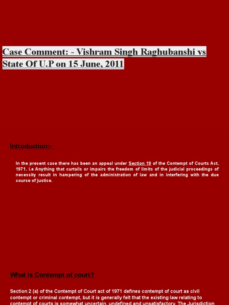 Case Comment | PDF | Contempt Of Court | Appeal