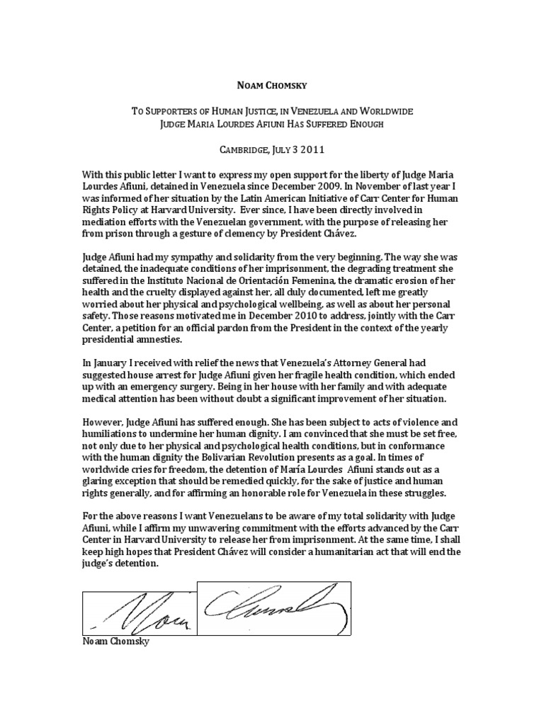 Noam Chomsky Public Letter | PDF