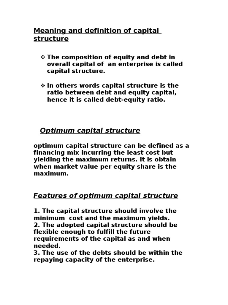 Meaning and Definition of Capital Structure | PDF | Capital Structure ...
